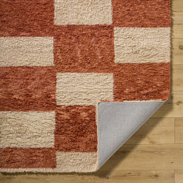 Joss & Main Anemone Checkered Wool Shag Rug | Wayfair