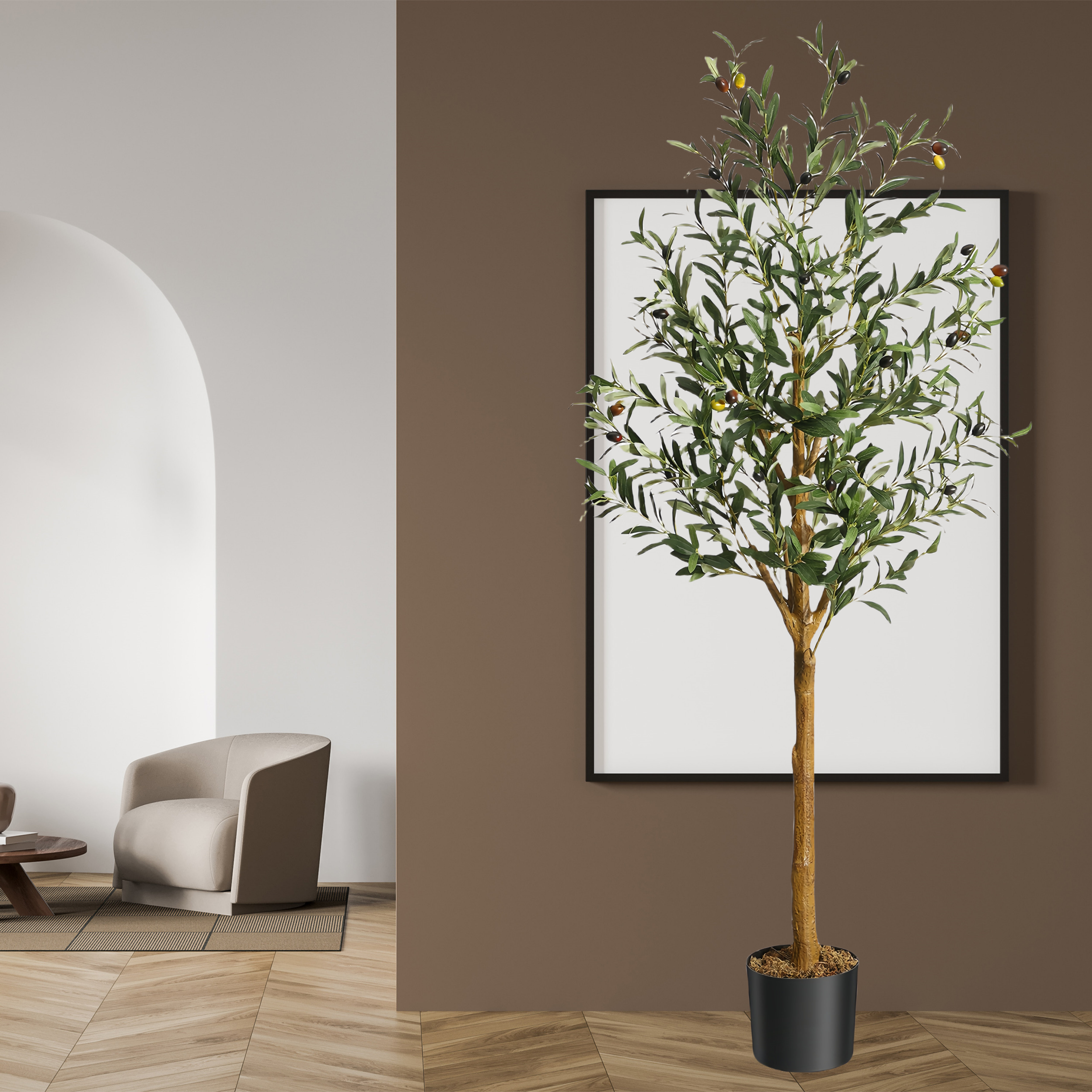 Ebern Designs Arbre d'olivier artificiel de 5 pi (60 po) - Faux olivier ...