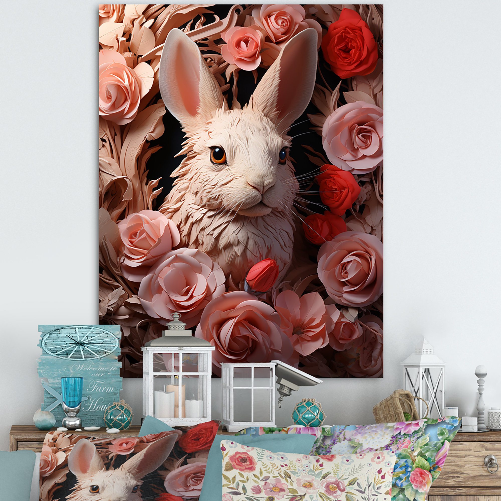 August Grove Romantic Rabbit Moments - Rabbit Animal Wall Art Living ...