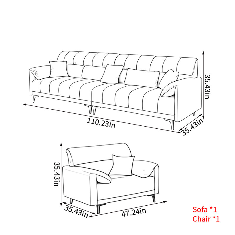 ANCOREY Modern piano keys minimalist sofa set | Wayfair