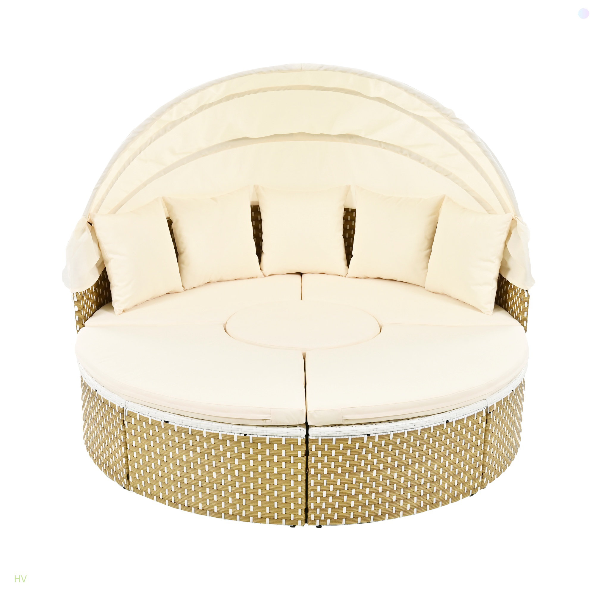 HomeViewto Patio Furniture Round Outdoor Sectional Sofa Set Rattan ...