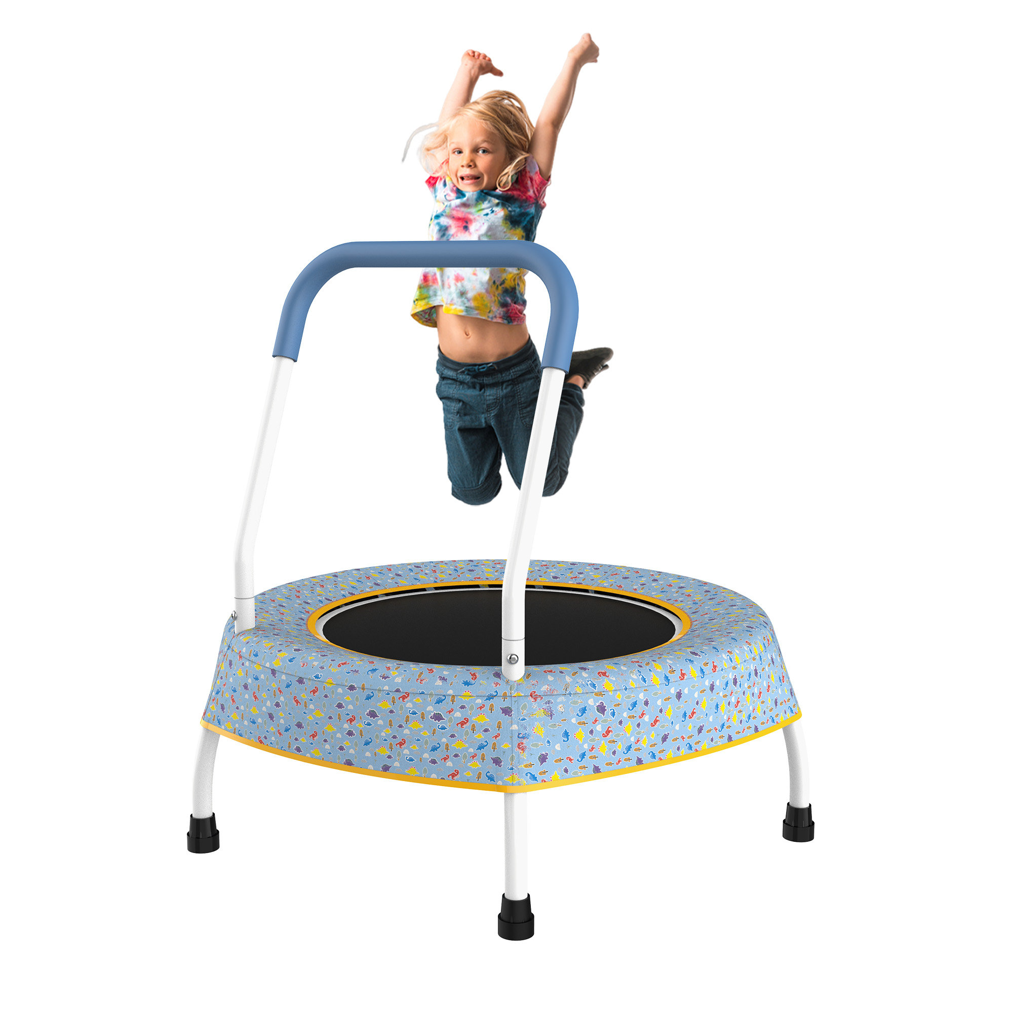 Mersco 30"Mini Trampoline for Kids W/Handle Indoor Silent Exercise ...
