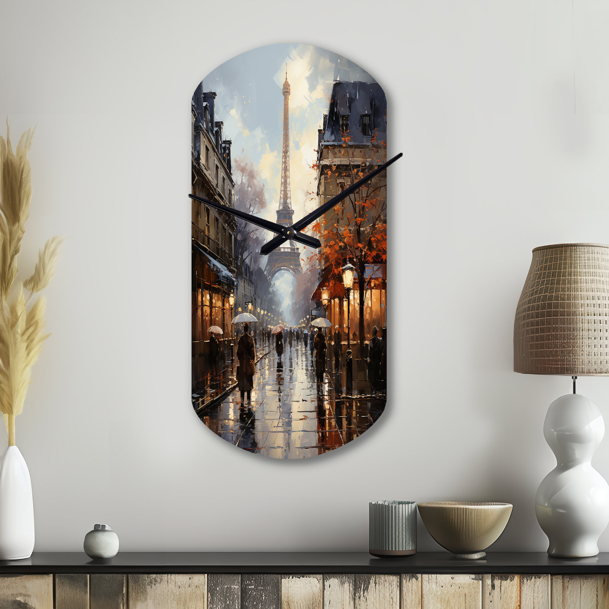 Design Art Eiffel Paris In 19 Century - Cylinder Shape Beige Wall Clock ...