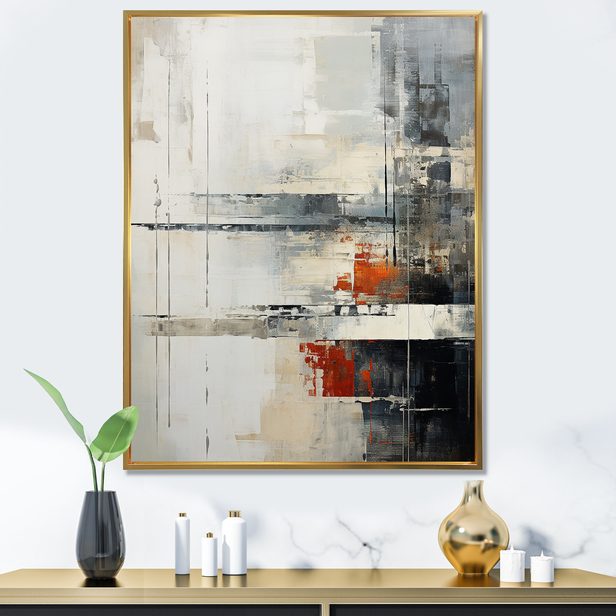 Wrought Studio Abstract Black Red Road Collage - Abstract Collages Wall ...