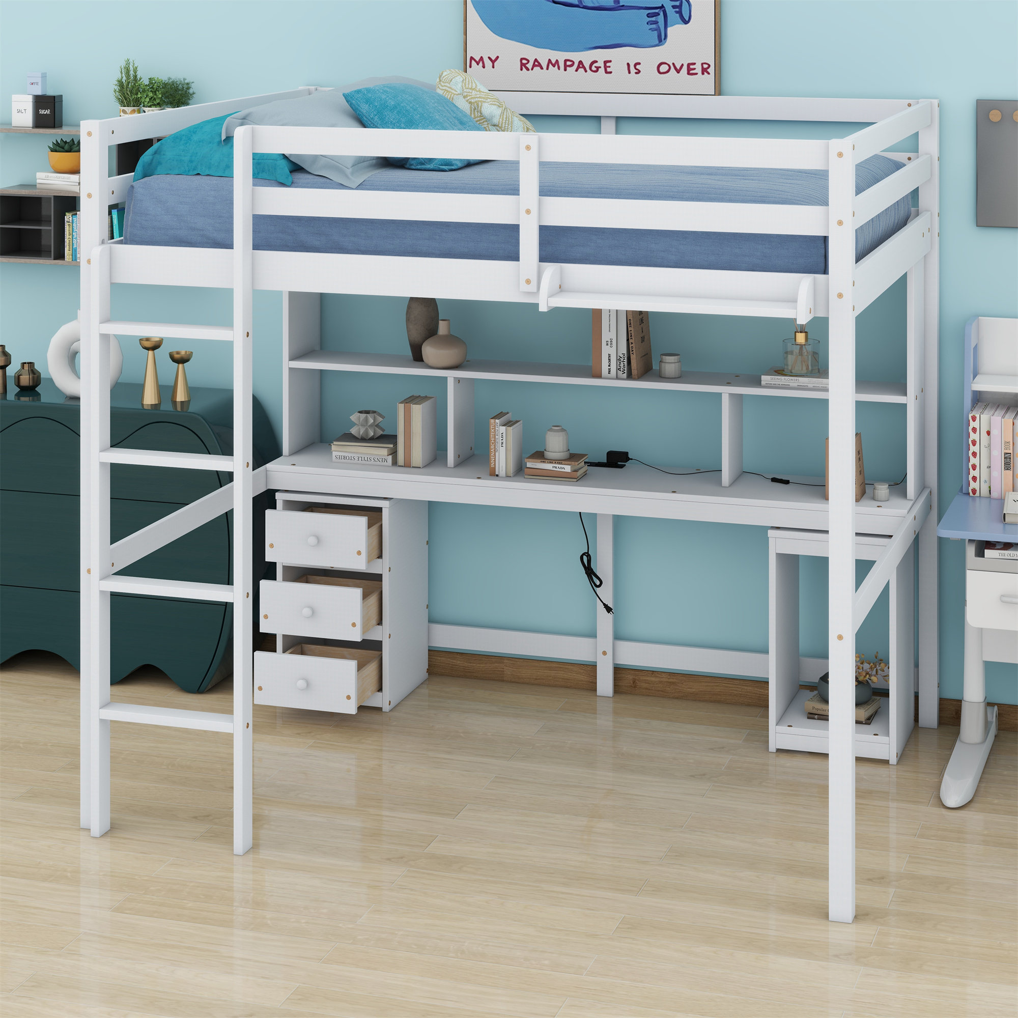 Harriet Bee Jesaiah Kids Loft Bed with Drawers | Wayfair