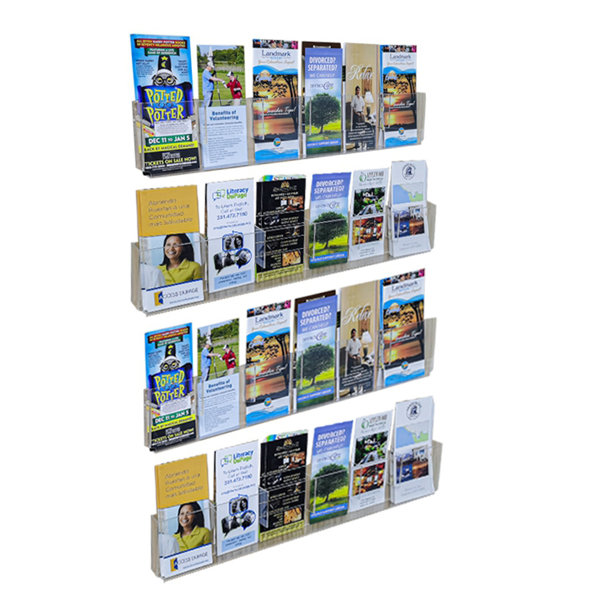 FixtureDisplays Acrylic Literature Rack, Wall-mount Brochure Magazine ...