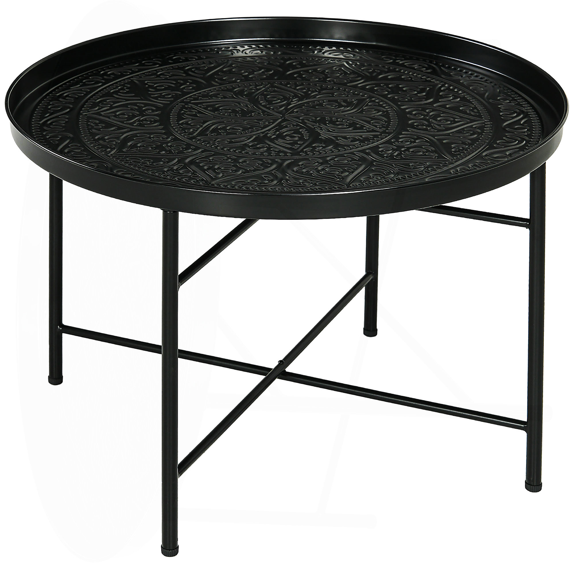 Ebern Designs 24" Round Coffee Table With Hammered Tray Top | Wayfair