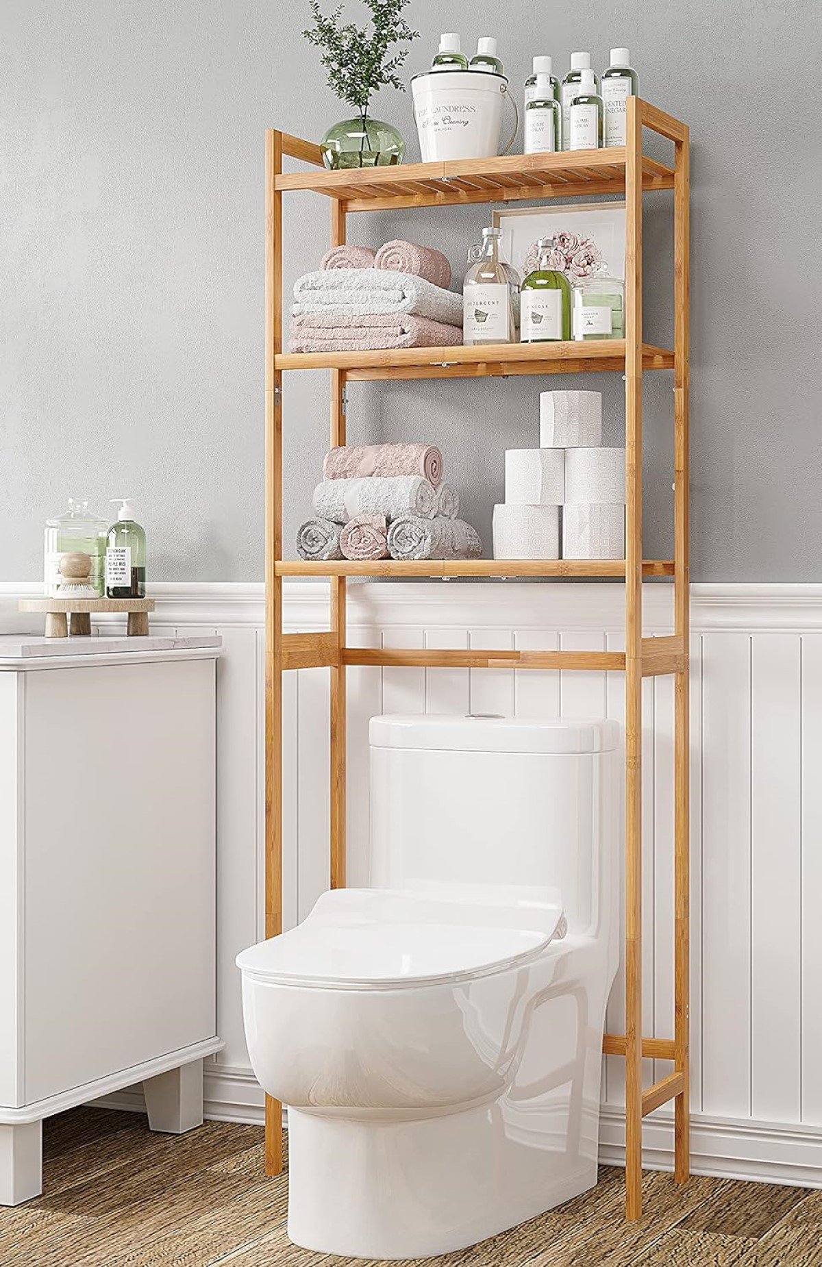 Brayden Studio 3-Tier Bathroom Organizer Over Toilet With Sturdy Bamboo ...