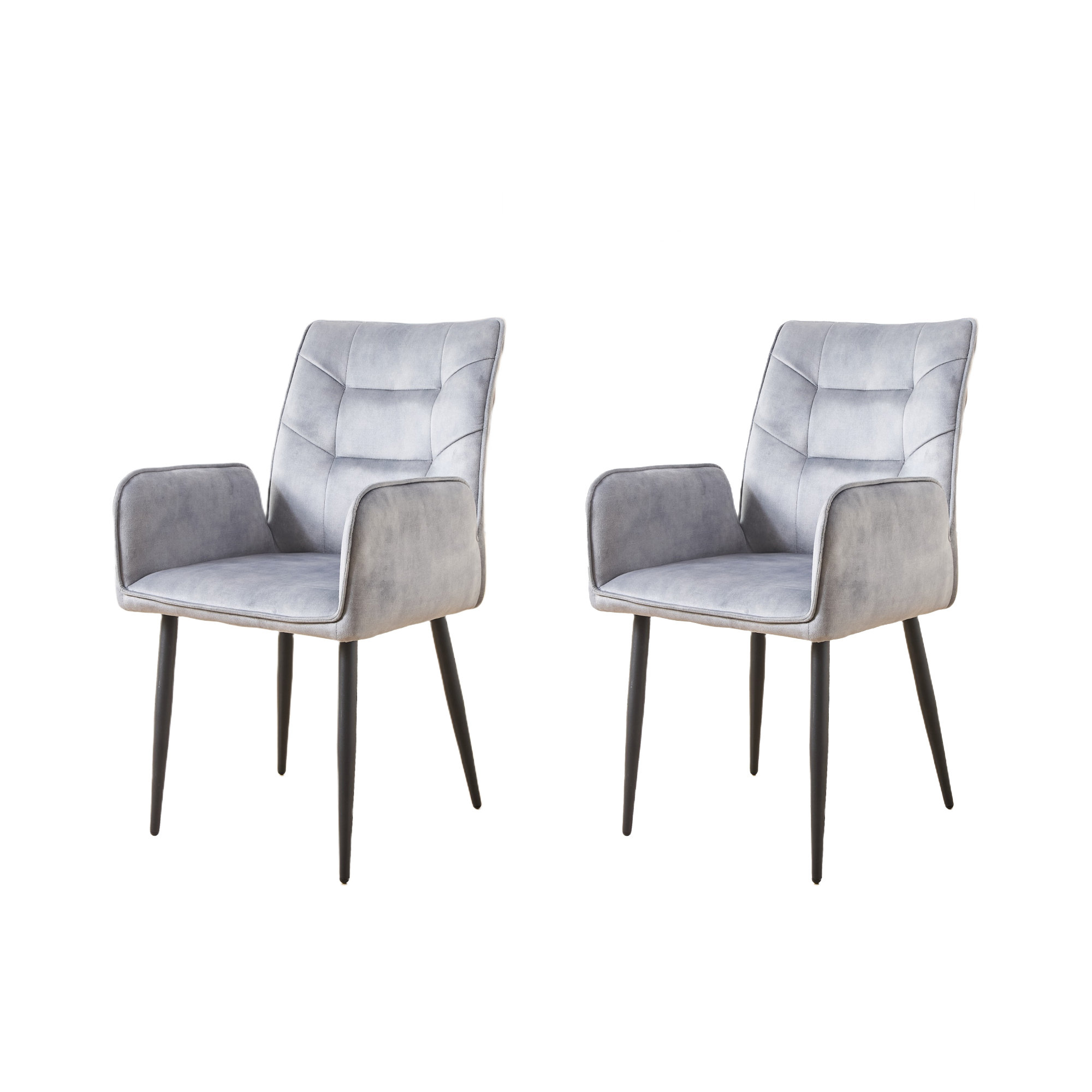 Everly Quinn Cushioned Comfort Velvet Iron Frame Dining Chairs - Modern ...