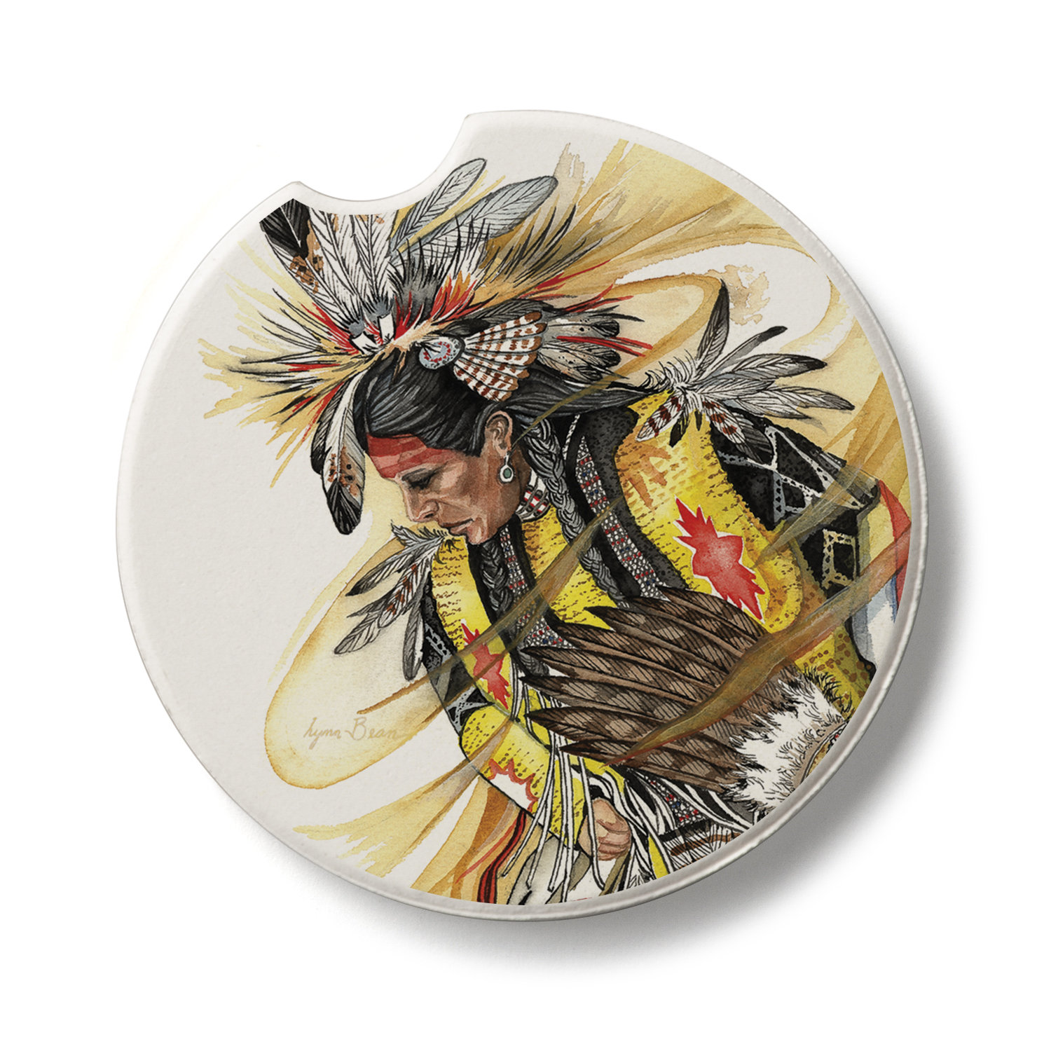 Millwood Pines Chief Single Round Absorbent Stone Car Coaster | Wayfair