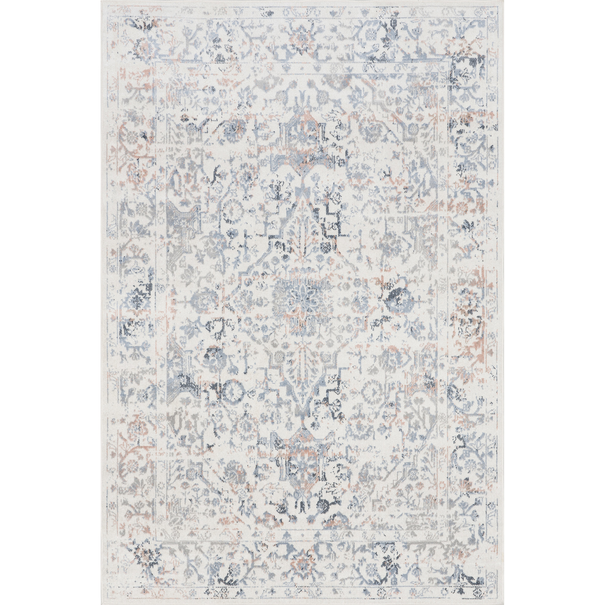 Bungalow Rose Faded Medallion Machine Washable Area Rug for Living Room ...