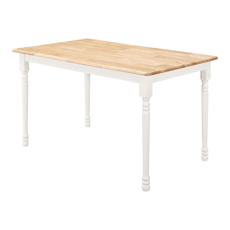 A&J Homes Studio Solid Wood Rectangular Dining Table in White and Brown ...