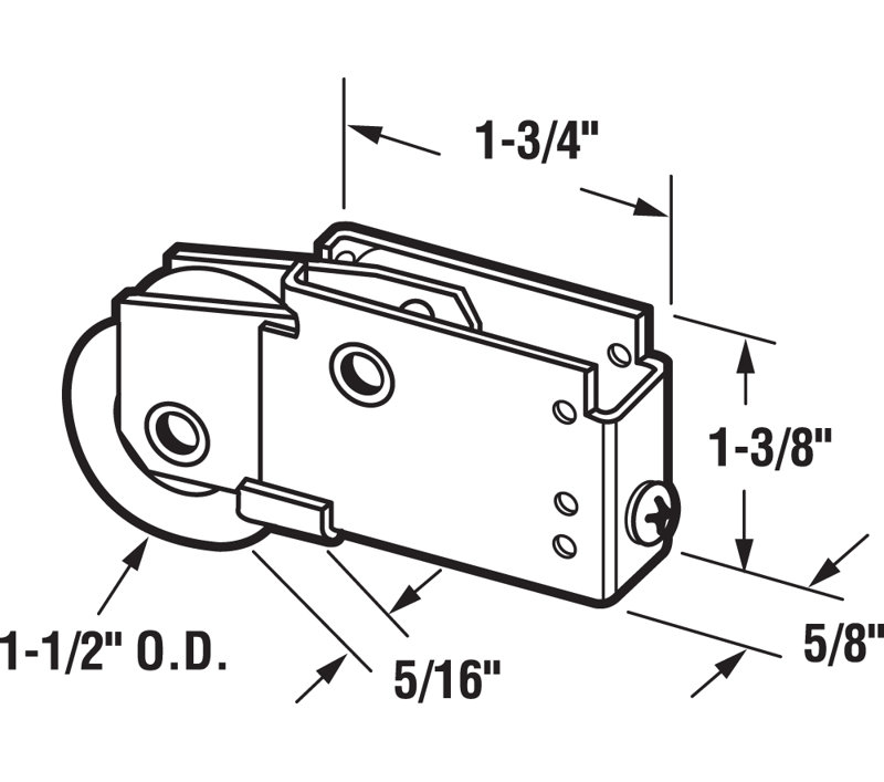 Prime-Line Mirror Door Roller, Unique Housing, 1-1/2 in. Nylon Grooved ...