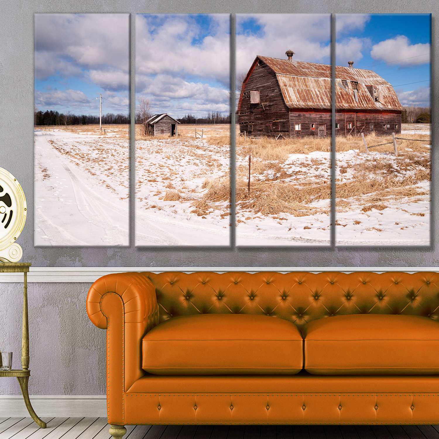 DesignArt " Farm Field Barn Ranch " 4 - Pieces | Wayfair