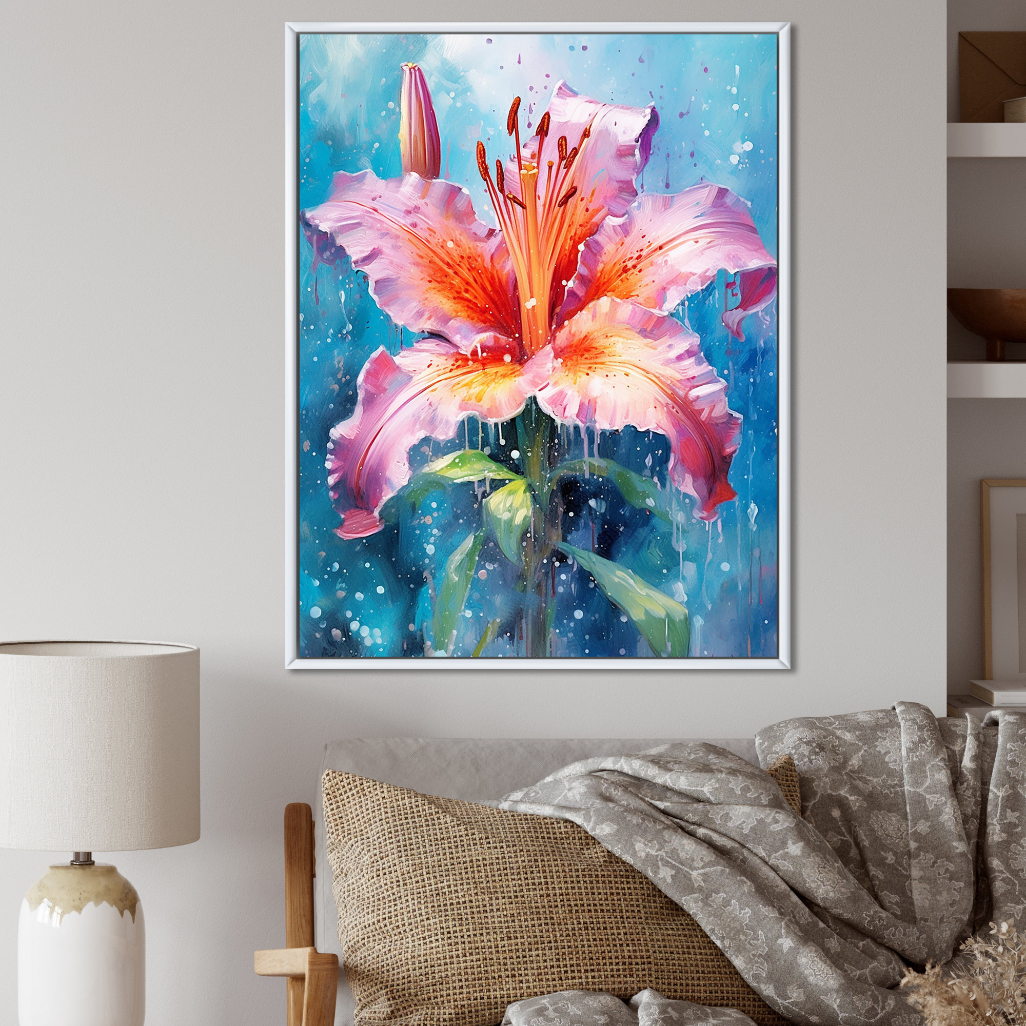 Winston Porter Watercolor Coral Lily Flower Tranquility On Canvas Print ...