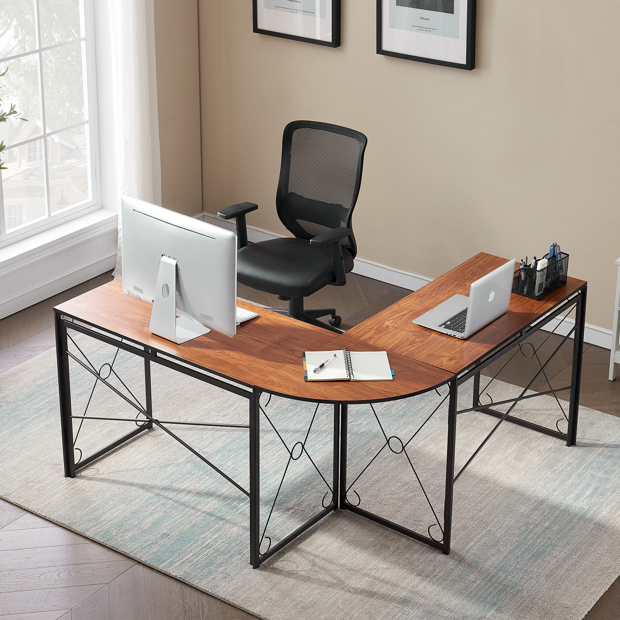 Inbox Zero Reversible L-Shape Writing Gaming Desk and Chair Set ...