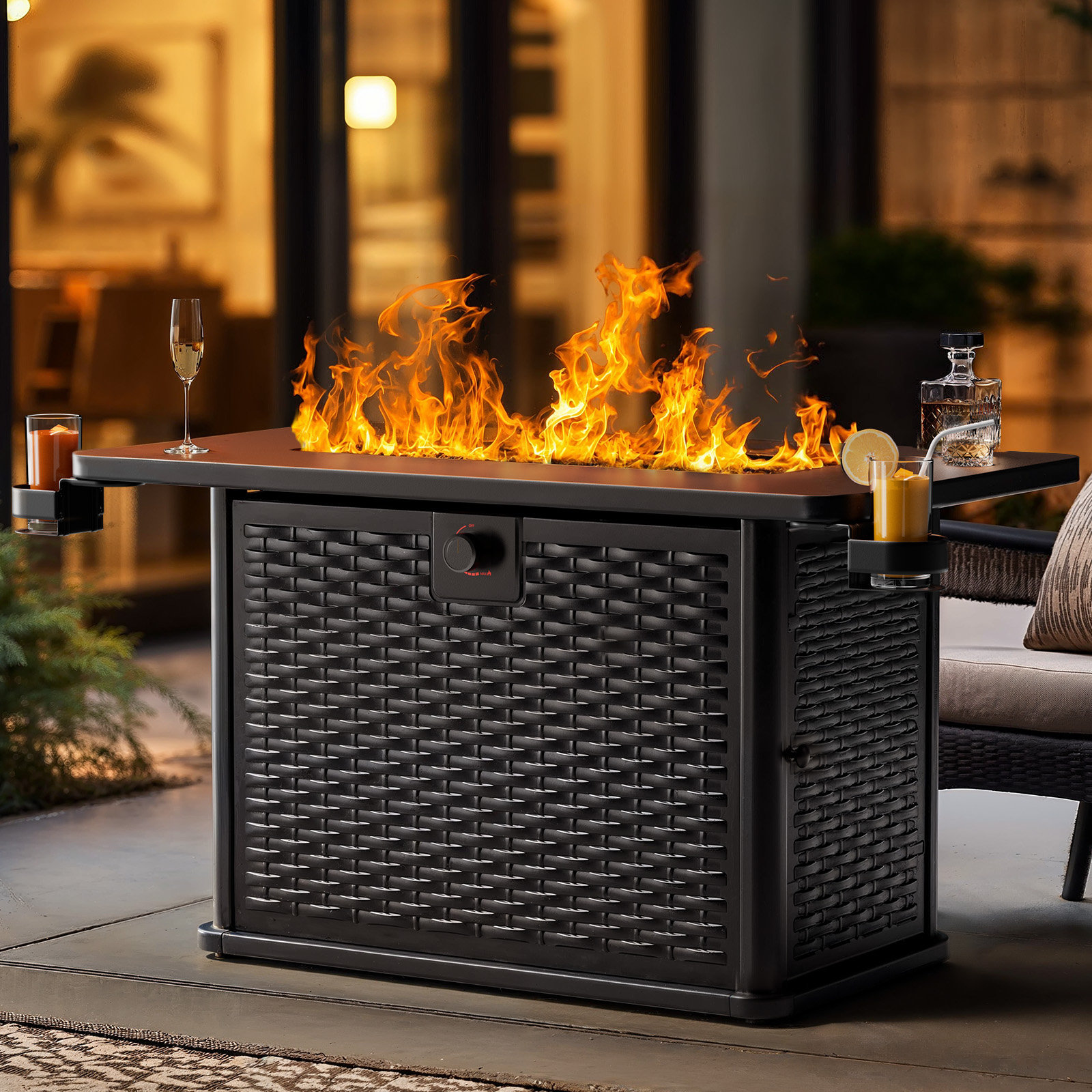 Arlmont & Co. 43" Fire Pit Table Propane Outdoor Fireplace with Lava ...