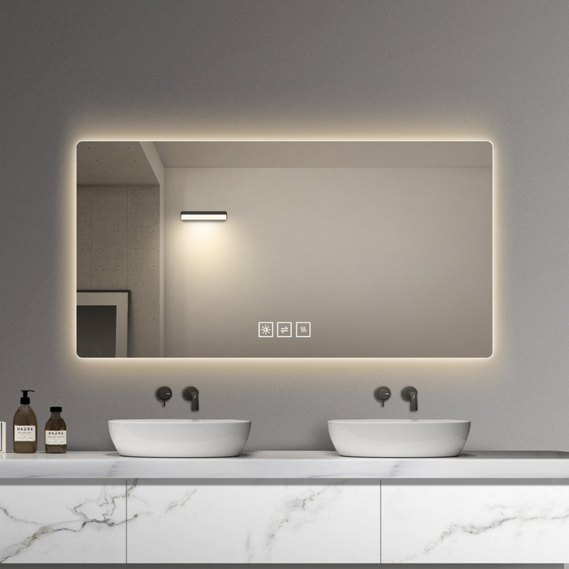 Orren Ellis 60*28in Lighted Wall Mounted Bathroom Vanity Mirror ...