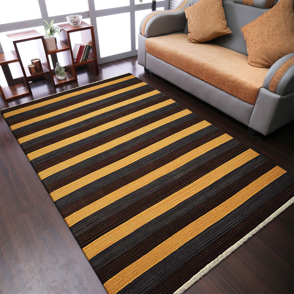 Ebern Designs Housel Striped HAND WOVEN FLAT WEAVE KILIM WOOL/COTTON ...