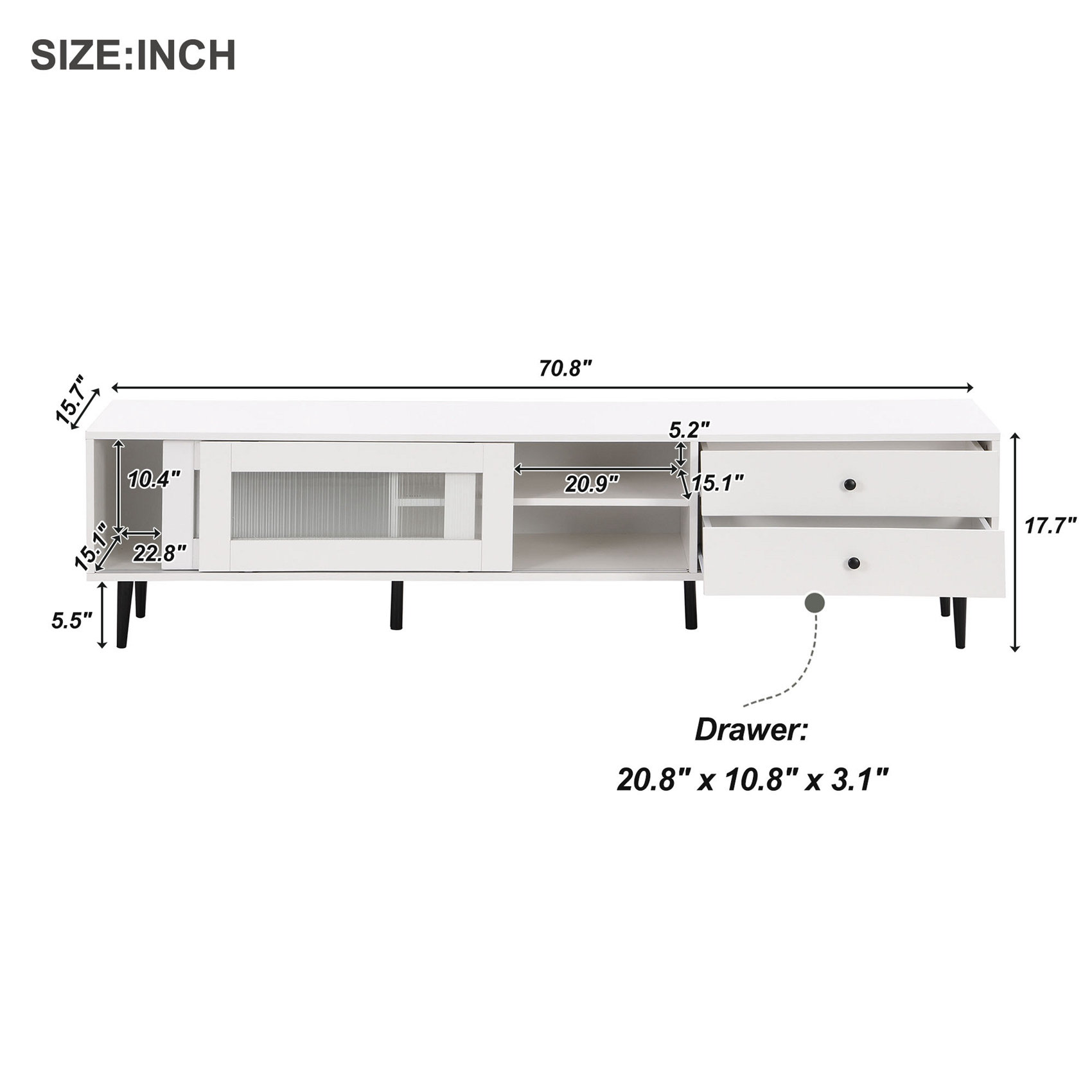 Latitude Run® Chic Elegant Design TV Stand With Sliding Fluted Glass ...