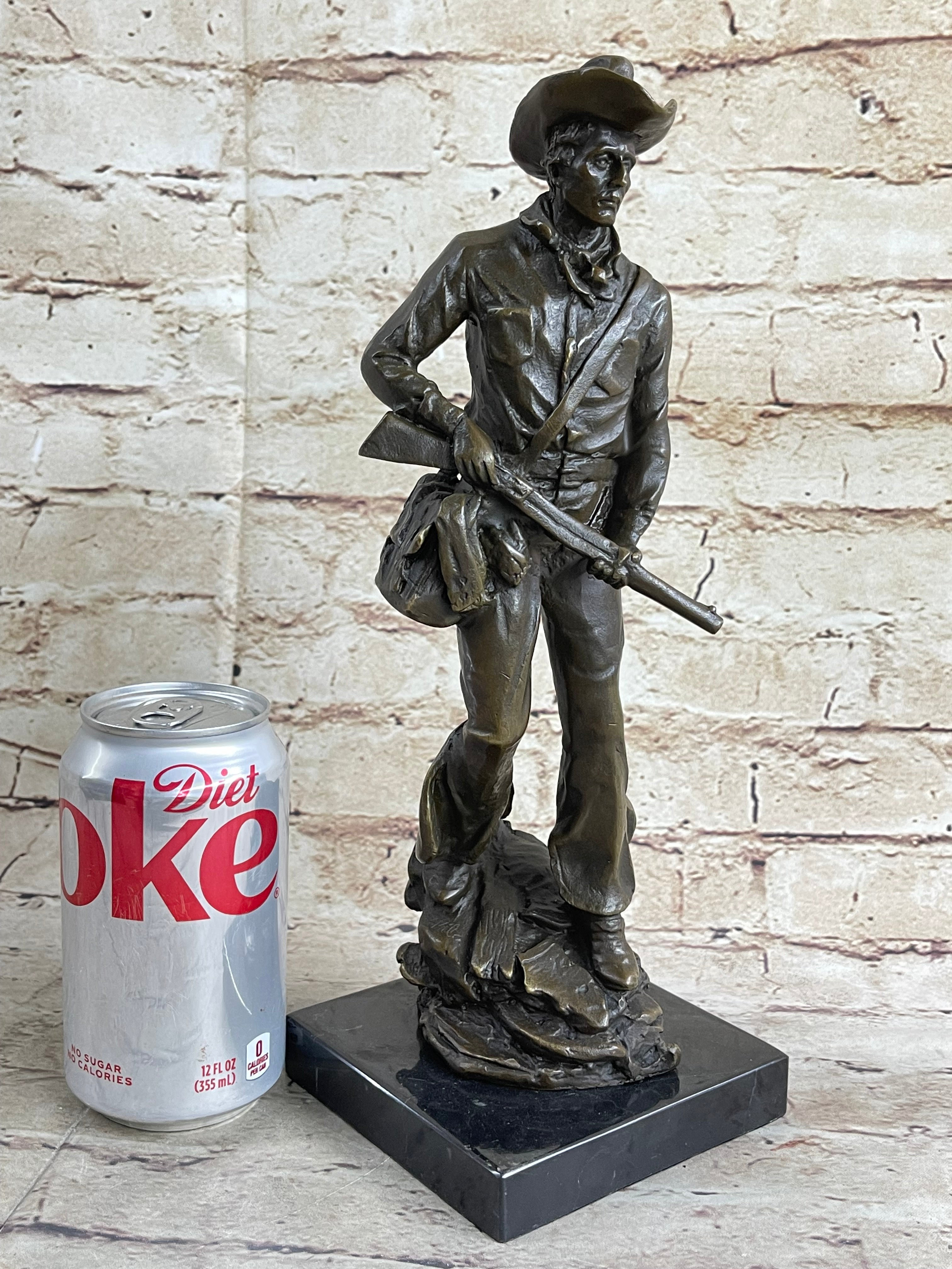 Red Barrel Studio® Rezki Bronze Marble Statue Sheriff Us Marshall Gun ...