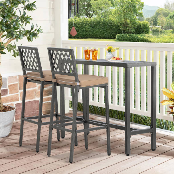 Latitude Run® 2-person Long Bar Height Patio Dining Set Outdoor Counter ...