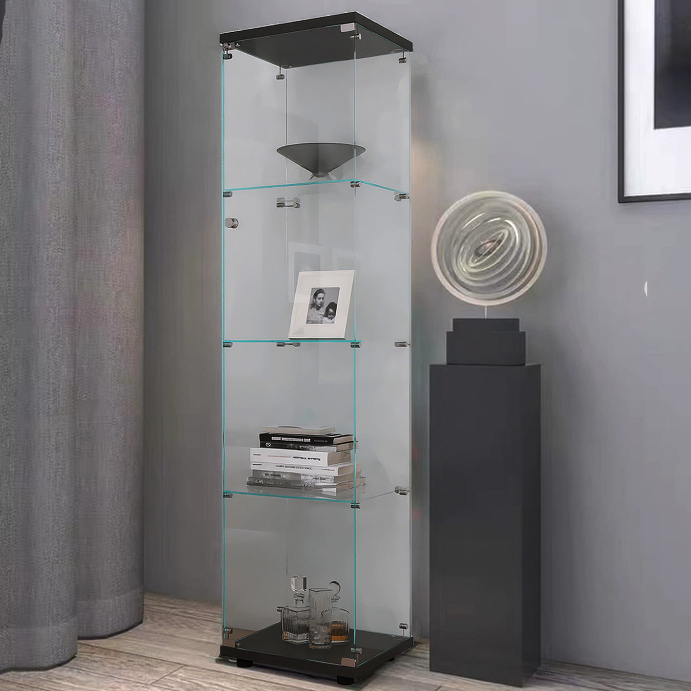 Home Decor 4 Shelves Glass Display Sideboard, Modern Sideboard ...