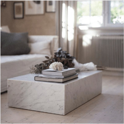 BETACH Genuine Marble Block Coffee Table - Carrara Marble & Reviews ...