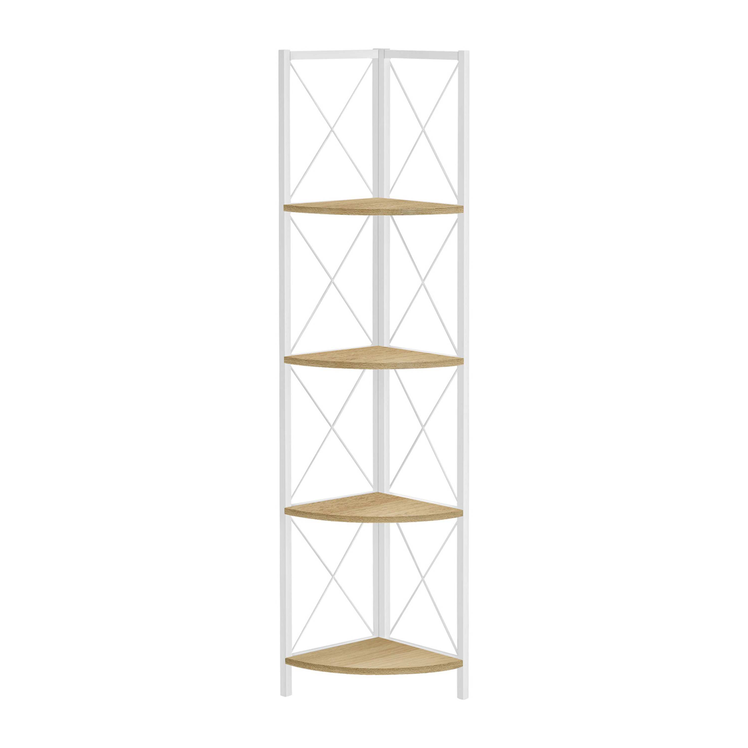 Benjara Fexy 59 Inch Corner Etagere Bookcase, 4 Tier Display Shelves ...