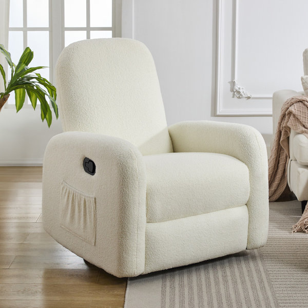 Ebern Designs Haaniyah Boucle Fabric Swivel & Rocking Recliner ...