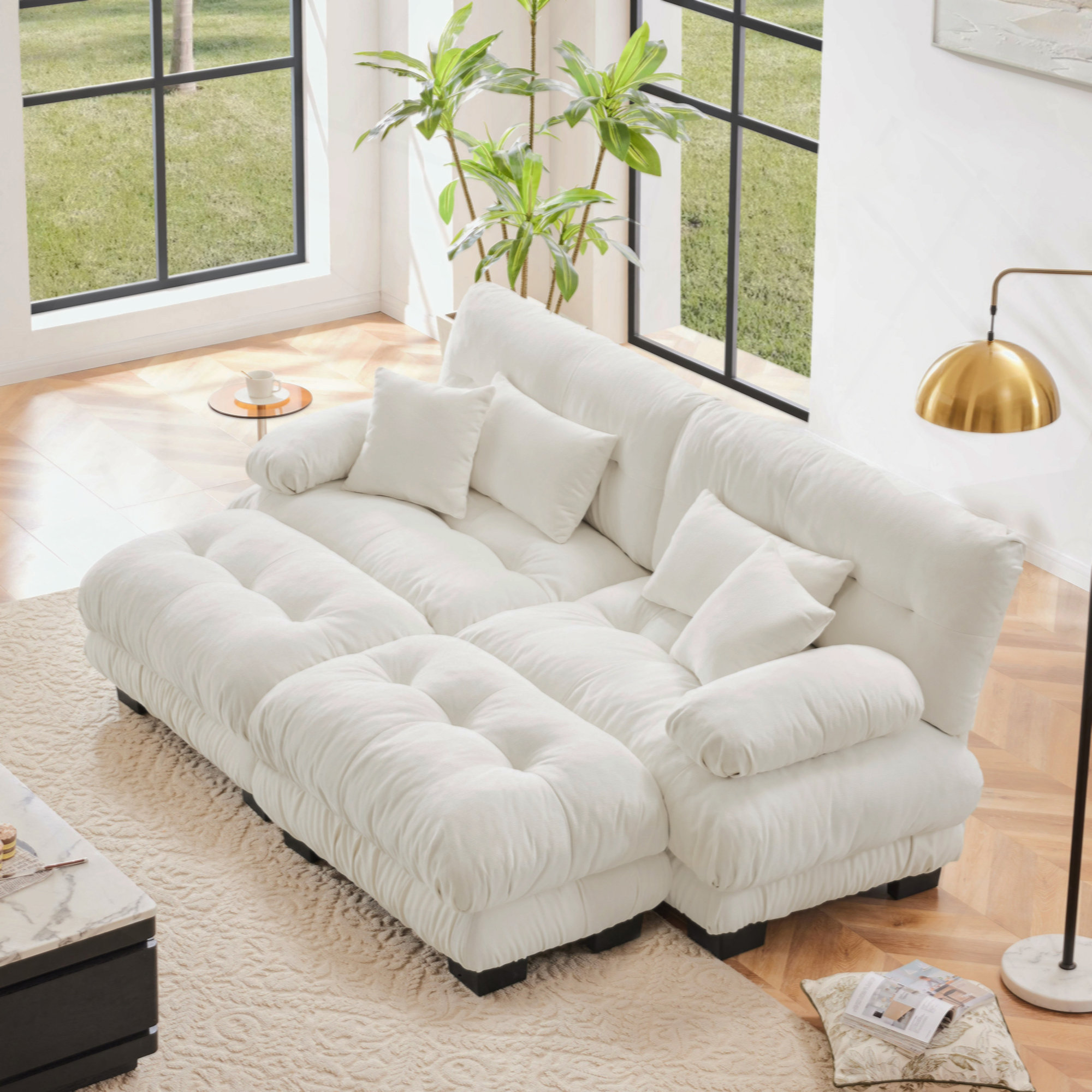 Latitude Run® Cloud Couch Sleeper Sofa For Living Room, Chenille 2 ...
