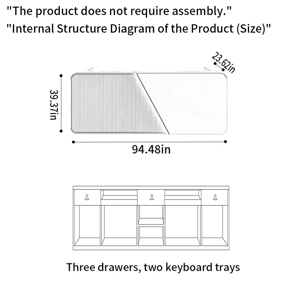 Orren Ellis 94.48-Inch White Multi-Functional Front Desk, Computer Desk ...