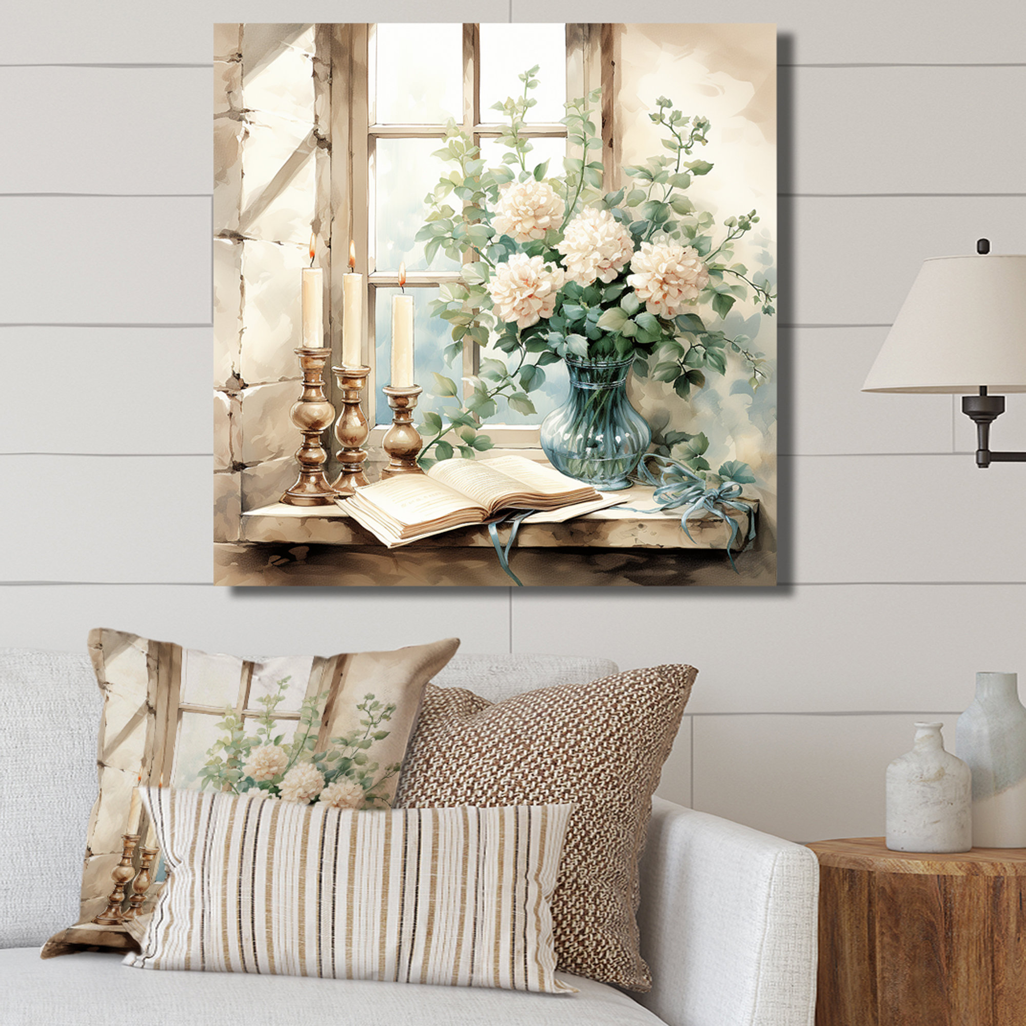 Winston Porter White And Green Antique Floral Window Charm - Farmhouse ...