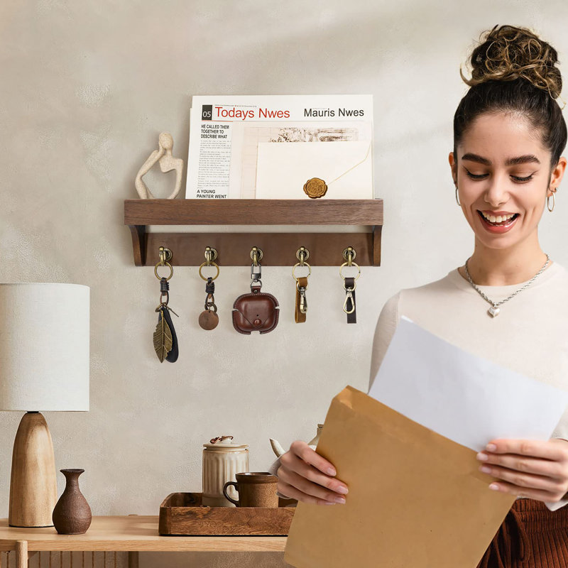 KJETHKEY Solid Wood Wall Organizer with Key Hooks | Wayfair