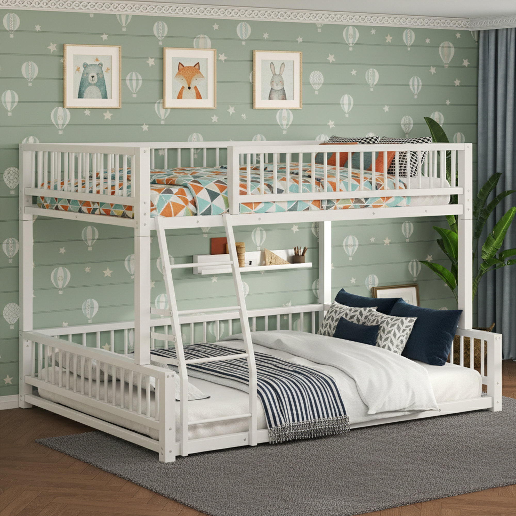 Harriet Bee Full XL Over Queen Bunk Bed - Metal Frame, Detachable, 350 ...