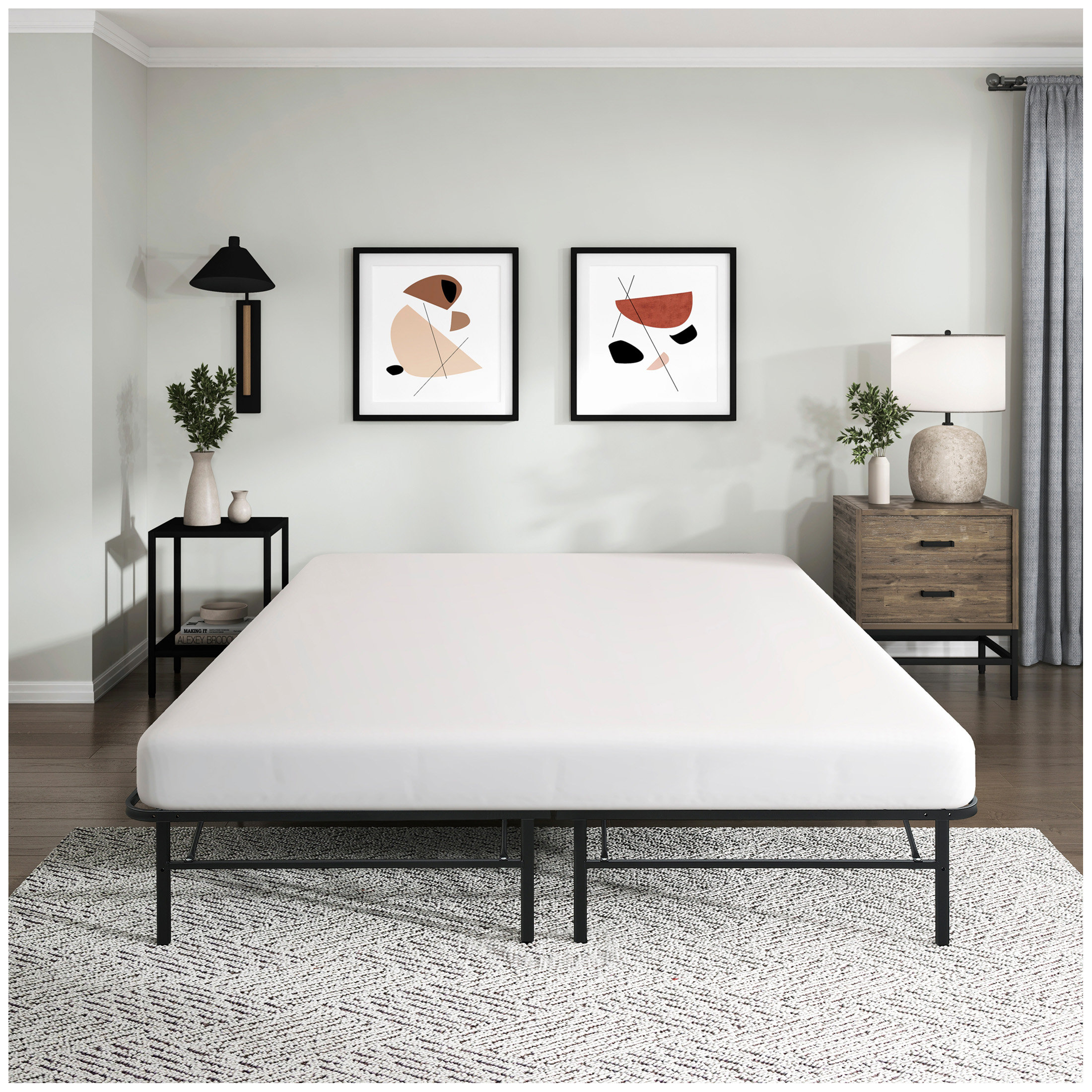 Latitude Run® Platform Foldable Bed Frame Toolless High Profile Design ...