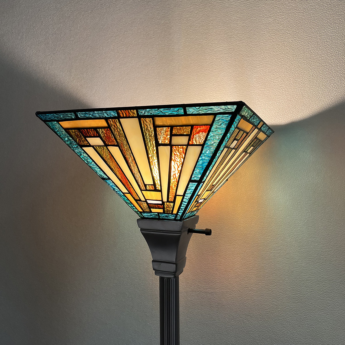 Astoria Grand Tiffany Torchiere Floor Lamp Antique Mission Style ...