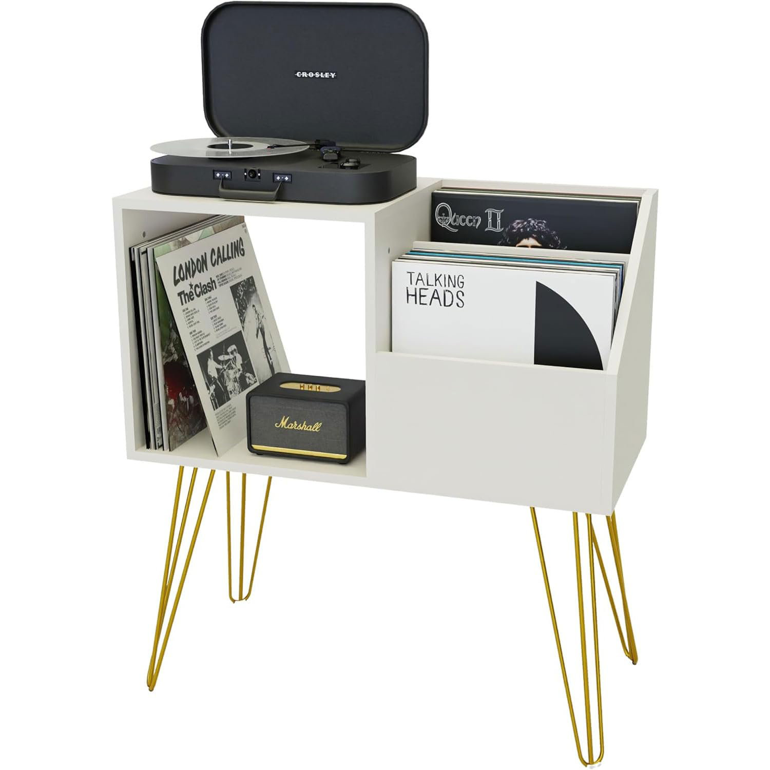 17 Stories Wooden Record Player Stand With Vinyl Storage | Wayfair