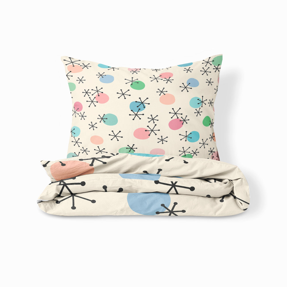 Folk N Funky Snowflake Colourful Round Shapes Duvet Cover Set With ...