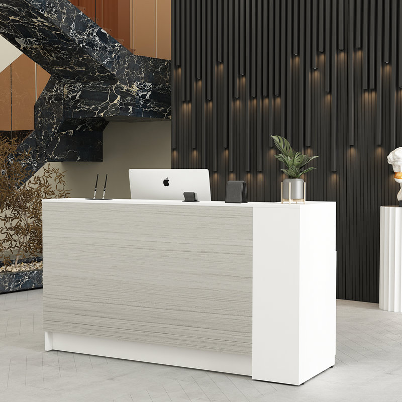 Inbox Zero Nayvia Manufactured Wood Reception Desk With Filing Cabinet ...