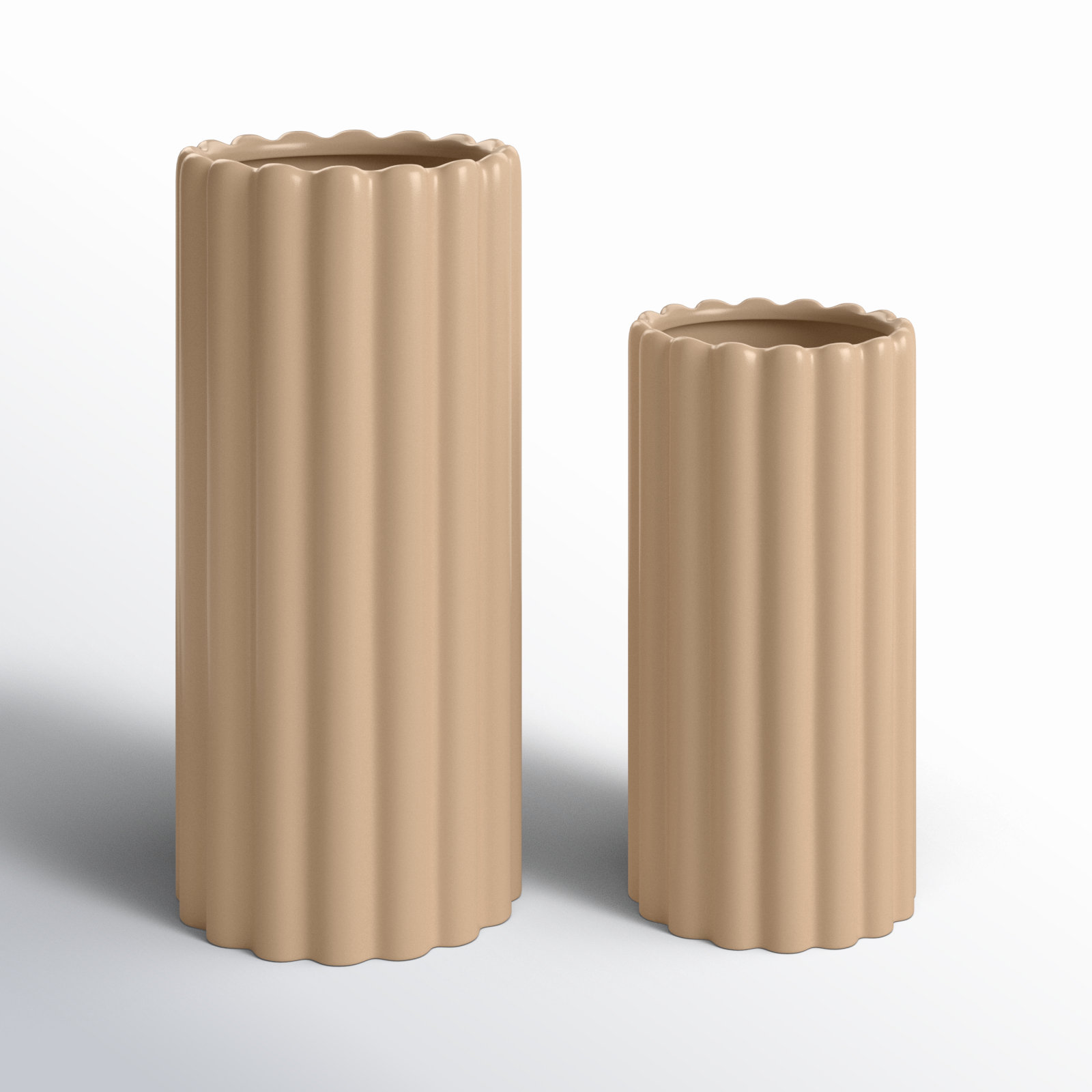 Joss & Main Chic Sculpted Ribbed Vase Set of 2 | Wayfair
