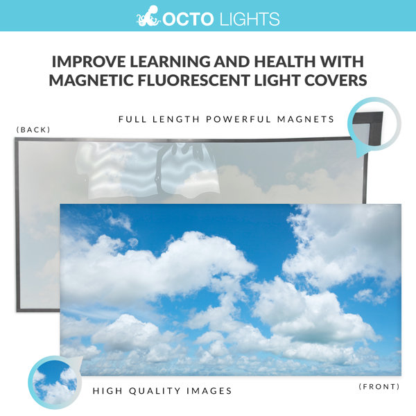 Octo Lights Cloud - Magnetic Fluorescent Light Cover for Ceiling Lights ...