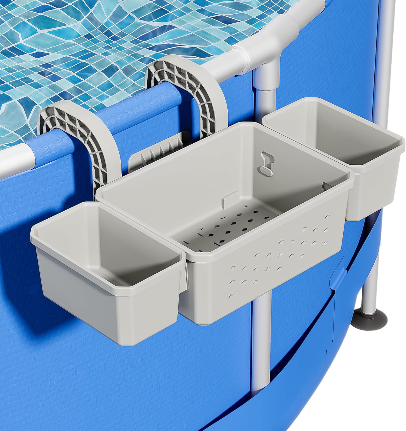 CHUANGWENYI Poolside Storage With 2 Pool Cup Holder, Thickened Plastic ...
