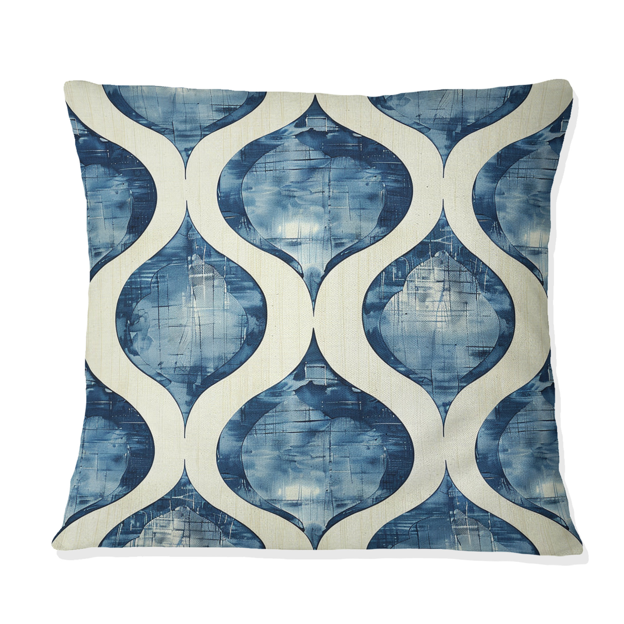 Design Art Blue Ogee Patterns V - Midcentury Throw Pillow | Wayfair
