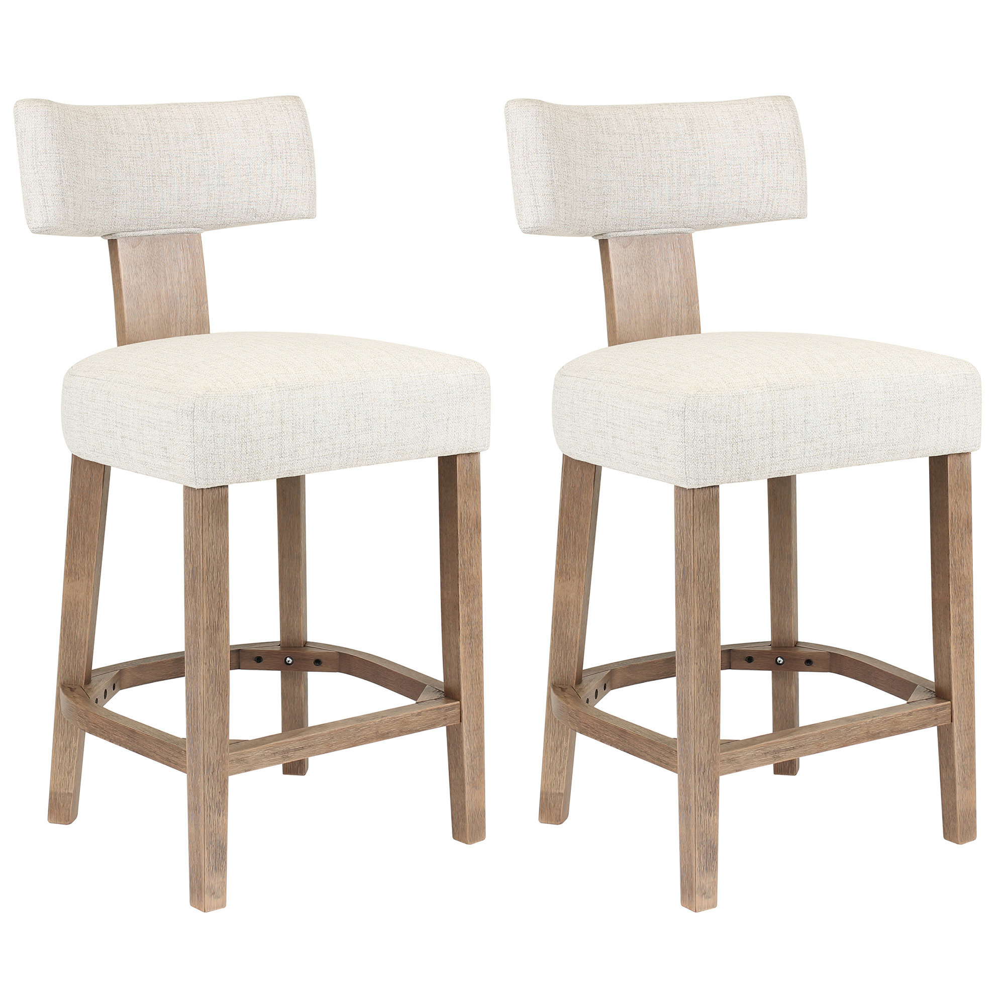Hokku Designs Kero (Set Of 2) Klis Coastal Counter Wooden Stools ...