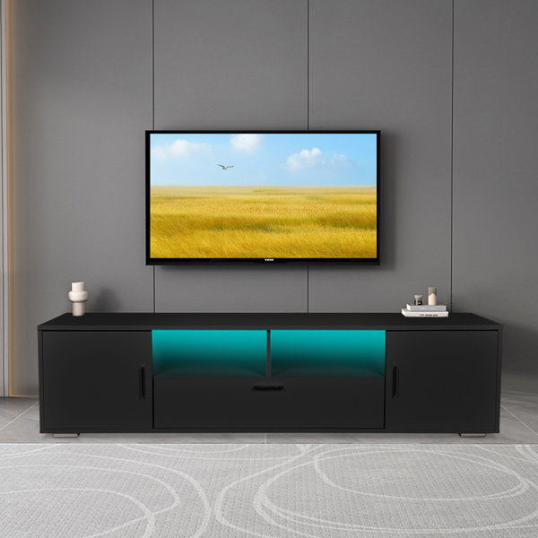 Builddecor Modern Tv Stand With Led Lights, Entertainment Center Tv ...