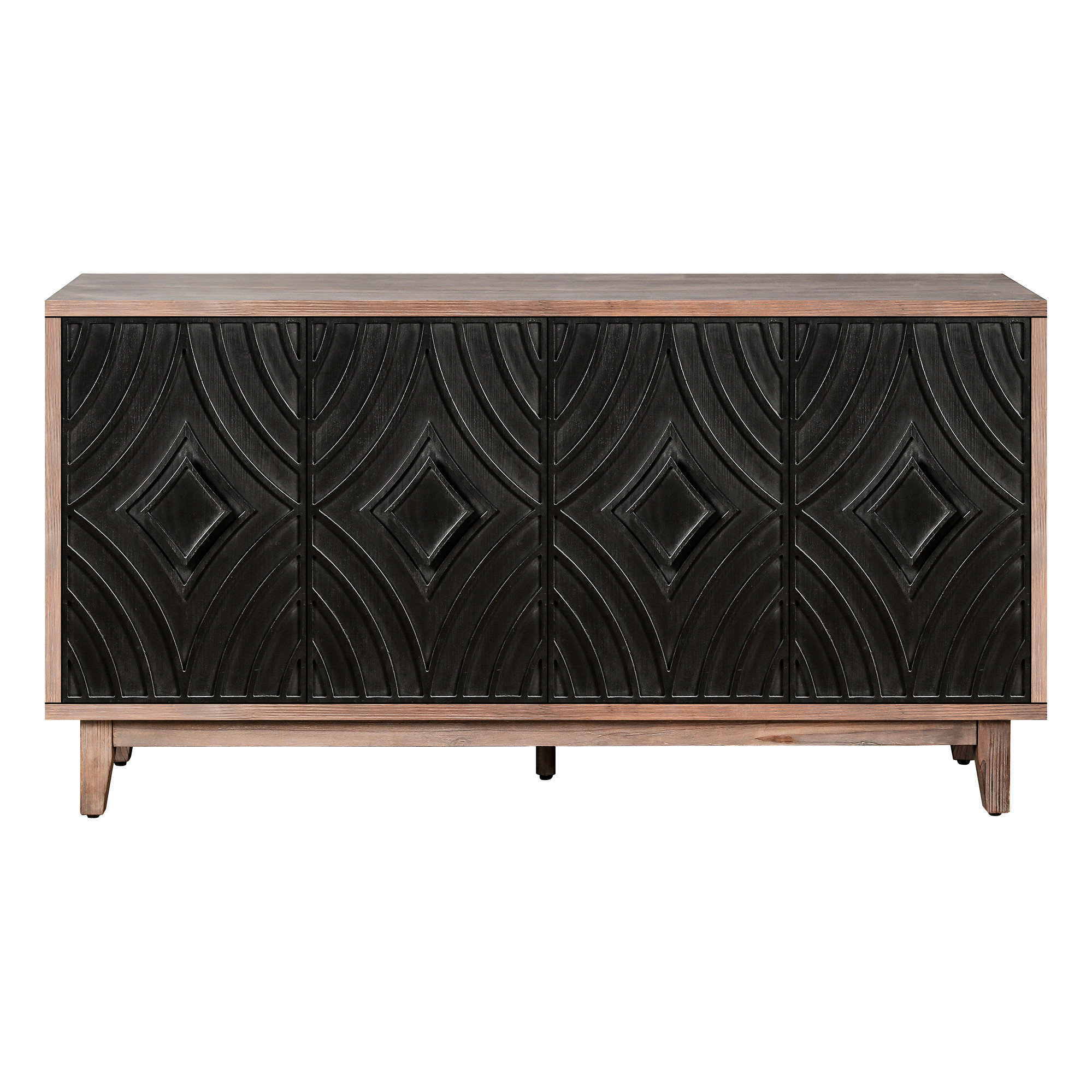 One Allium Way® Antique Sideboard With 4 Convex Pattern Doors And 2 ...