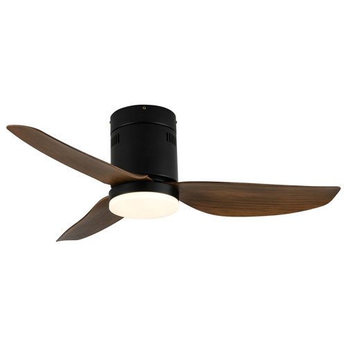 Flush Mount Matte Black Ceiling Fans You'll Love | Wayfair