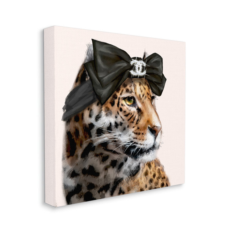 Stupell Industries Fashion Leopard Chic Animal Black Bow Glam On Canvas ...