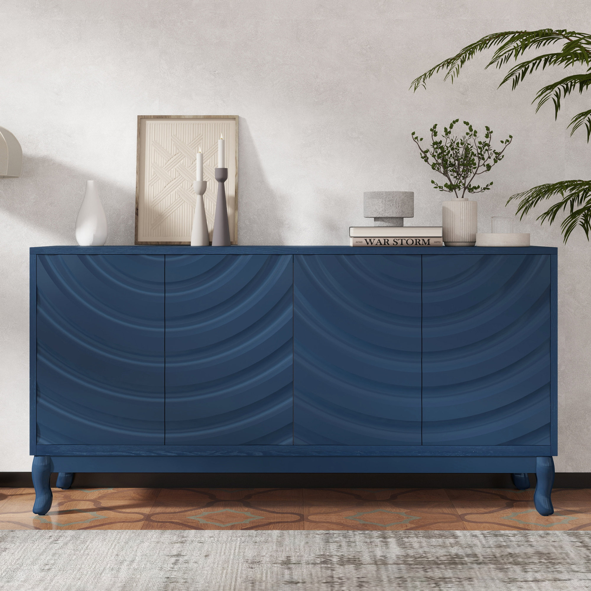 Red Barrel Studio® Stylish Four-door Mdf Sideboard With Wavy Patterns ...